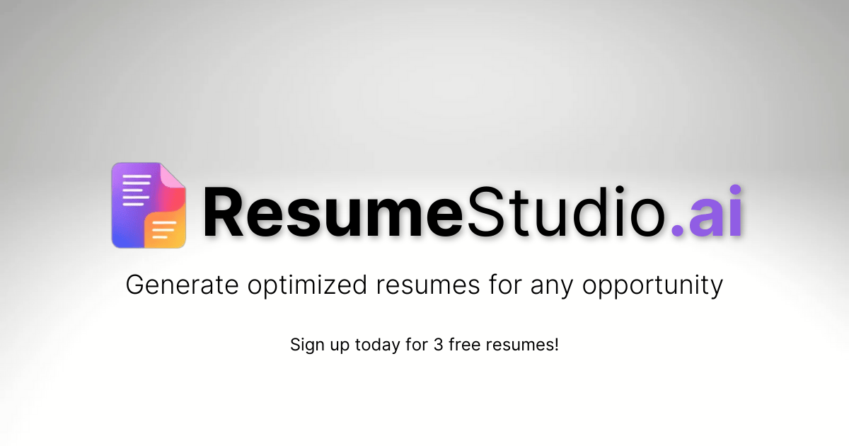 Resume Studio - Generate Optimized Resumes For Any Opportunity